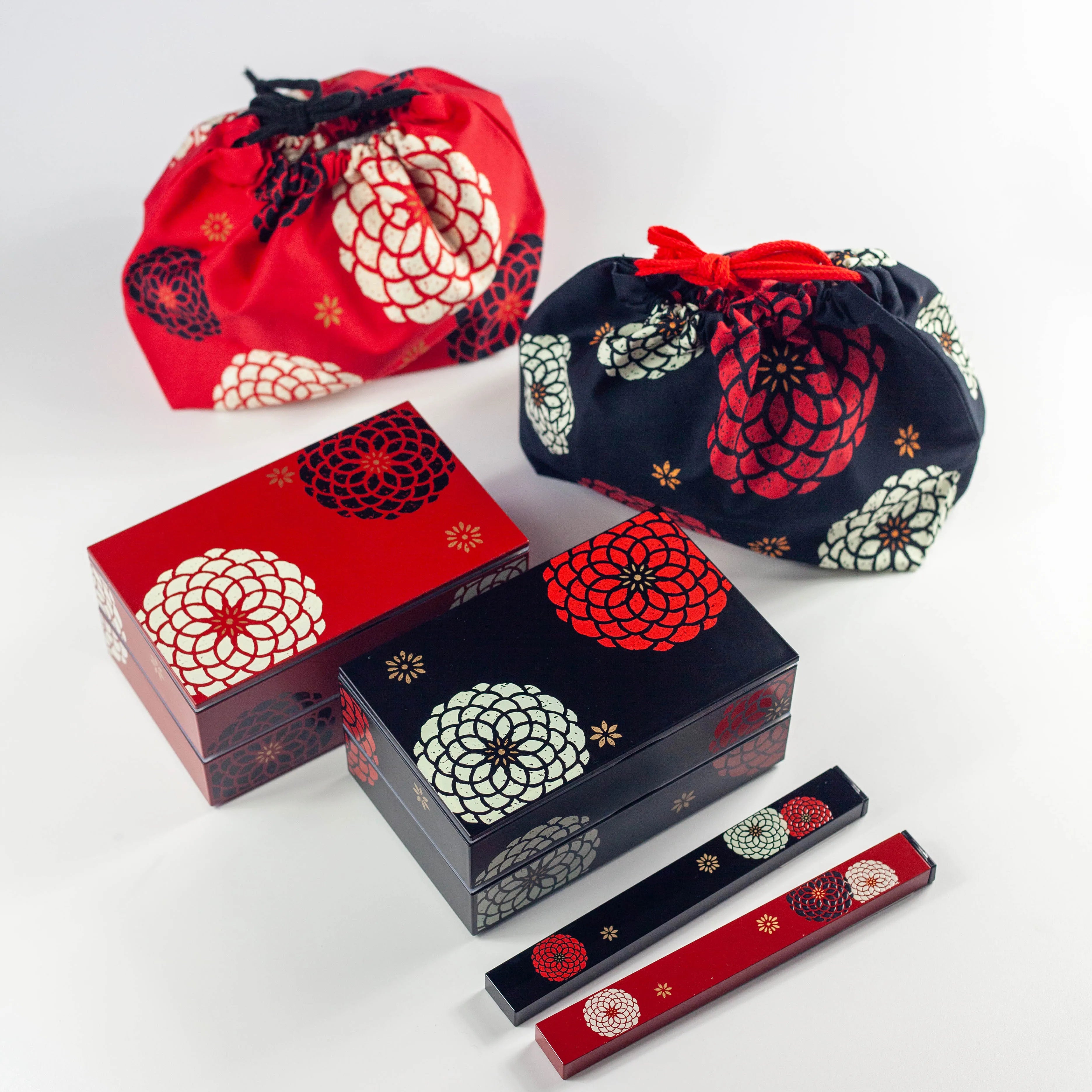 Complete Lunch Set, Japanese Traditional Pattern - Ojyu Bento Bundle ...